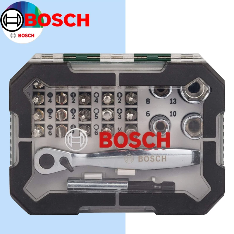 BOSCH 2607017322 26ピース ドライバービットセット ラチェットハンドル スリーブ 工業用グレード 電動工具アクセサリー ...