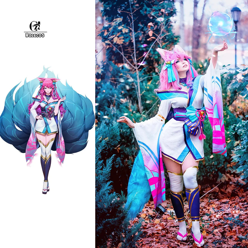 Rolecos Lol Spirit Blossom Ahri Cosplay Costume Game Lol Ahri Cosplay ...