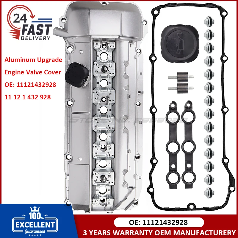 Aluminum-Valve-Cover-w-Gasket-For-98-02-11121432928-BMW-E39-E46-M52-M54 ...