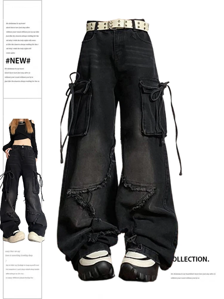 Damskie-czarne-gotyckie-workowate-d-insy-Cargo-z-gwiazd-Harajuku-Y2k ...