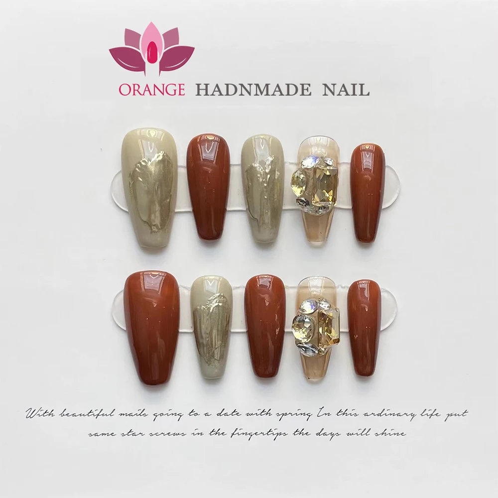 Handmade Fake Acrylic Nails With Design Reusable Stick On Nails Art ...