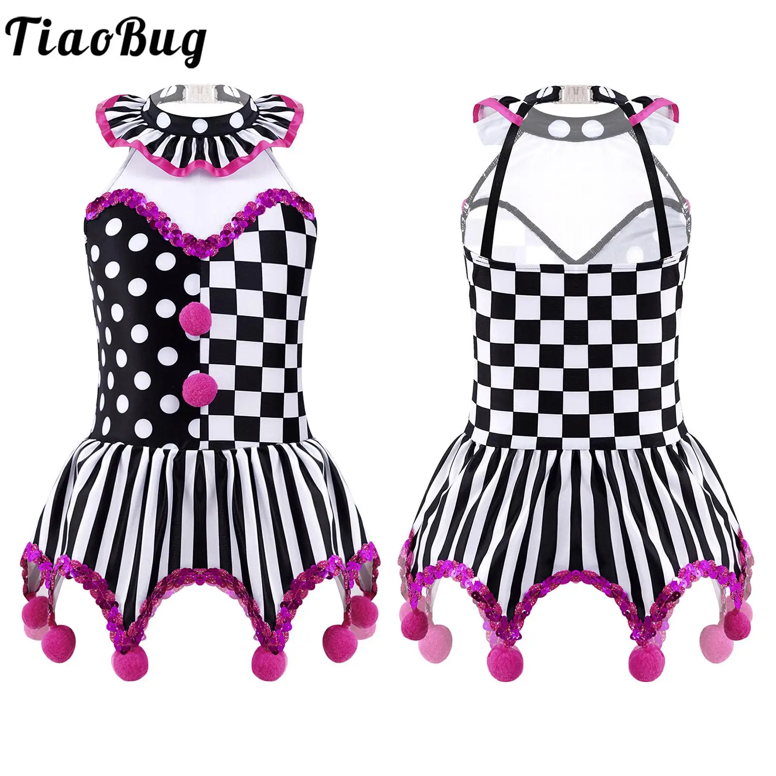 Girl-s-Clown-Joker-Costume-Dance-Leotard-Dress-Halloween-Kids-Circus ...