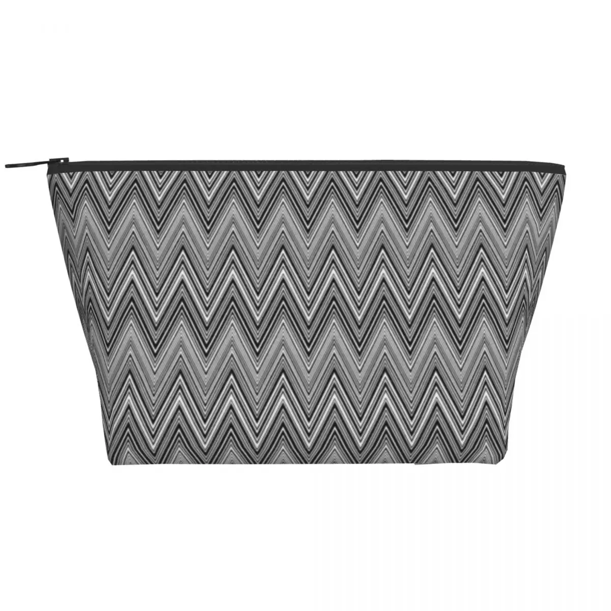 Custom Zig Zag Grey White Travel Cosmetic Bag for Women Boho Chic ...