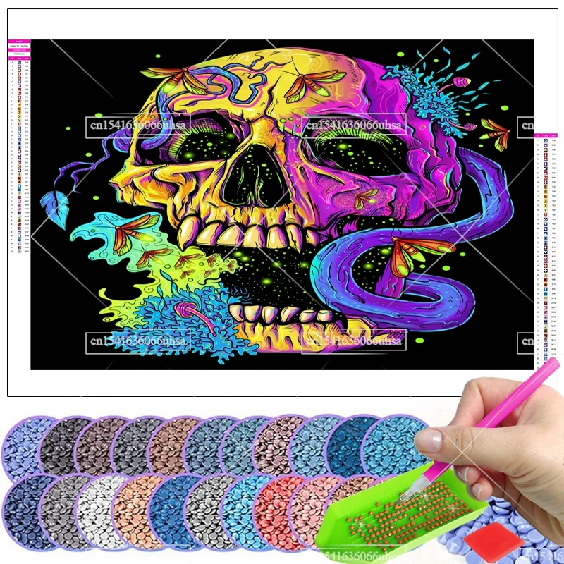 Skull-5D-Diamond-Painting-Kit-2024-Collection-Snake-Mushroom-Full-Drill ...