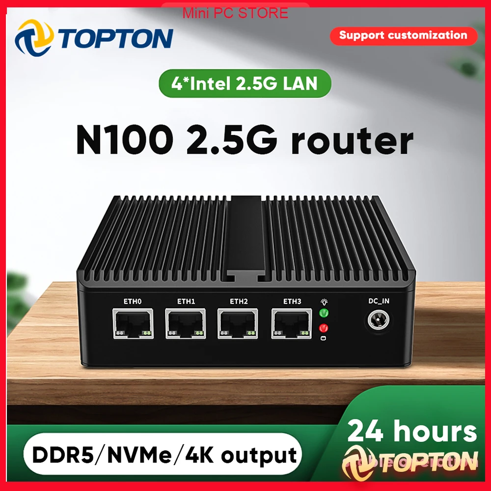 Topton Soft Router N5105 N5100 4x Intel I225-v B3 2.5g Lan Nvme Fanless ...