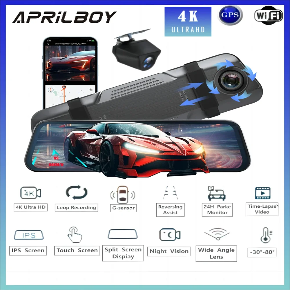 Aprilboy-4K-10-inch-IPS-hud-dashcam-Dual-Lens-Reversing-Camera-dash-cam ...