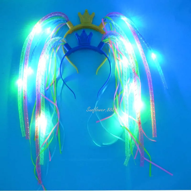 Light Up Hair Extension Noodle Headband LED Flashing Rave Braid Party ...