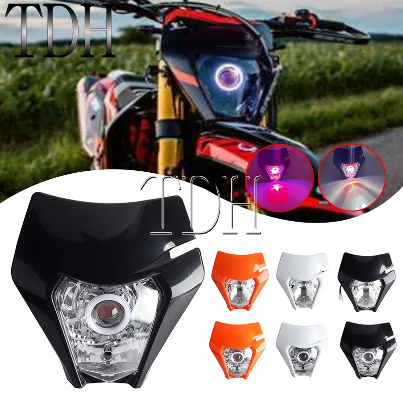 Motorcycle Angel Eyes LED Headlight Headlamp For EXC SX SXFXC XCF XCW ...