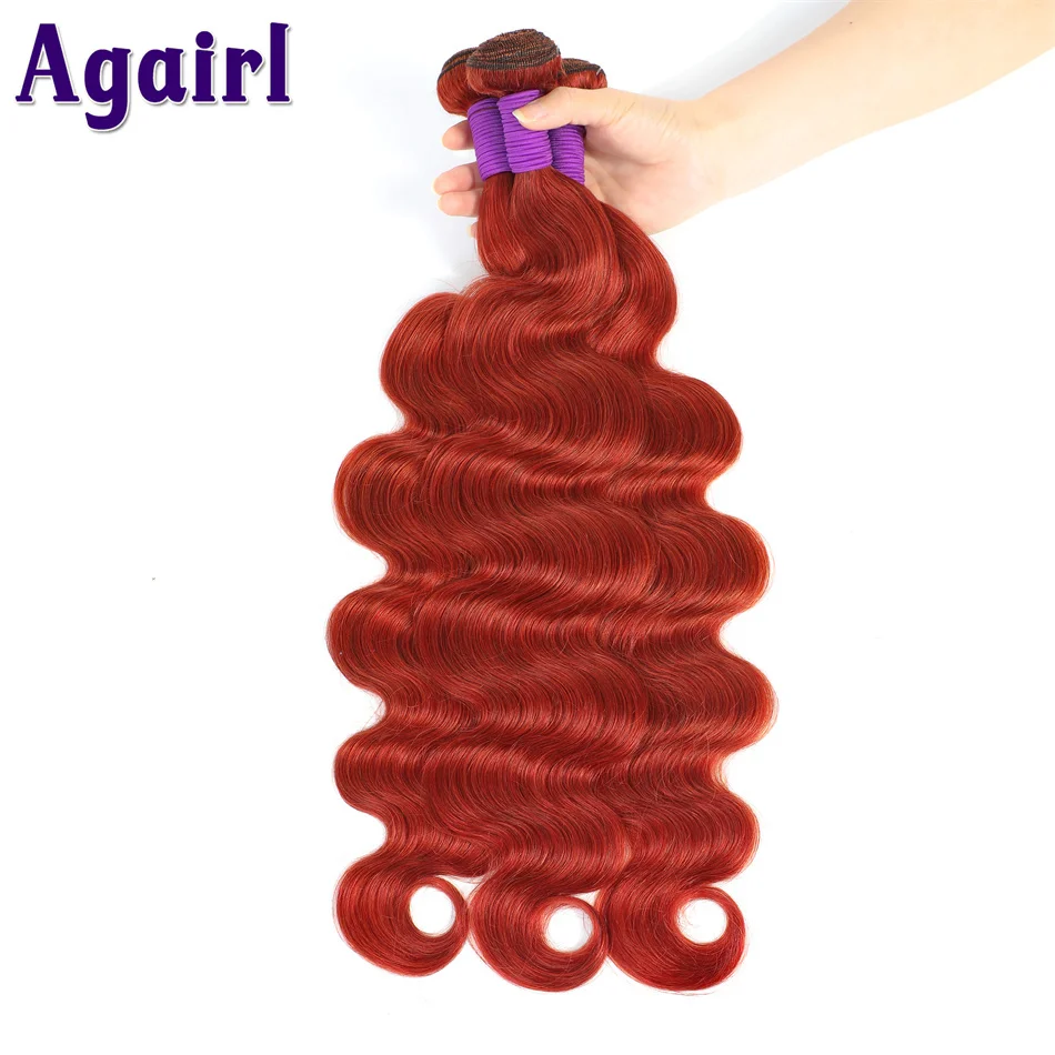 Agairl-Ginger-Red-Brazilian-Hair-Weave-Bundles-Body-Wave-100-Human-Hair ...