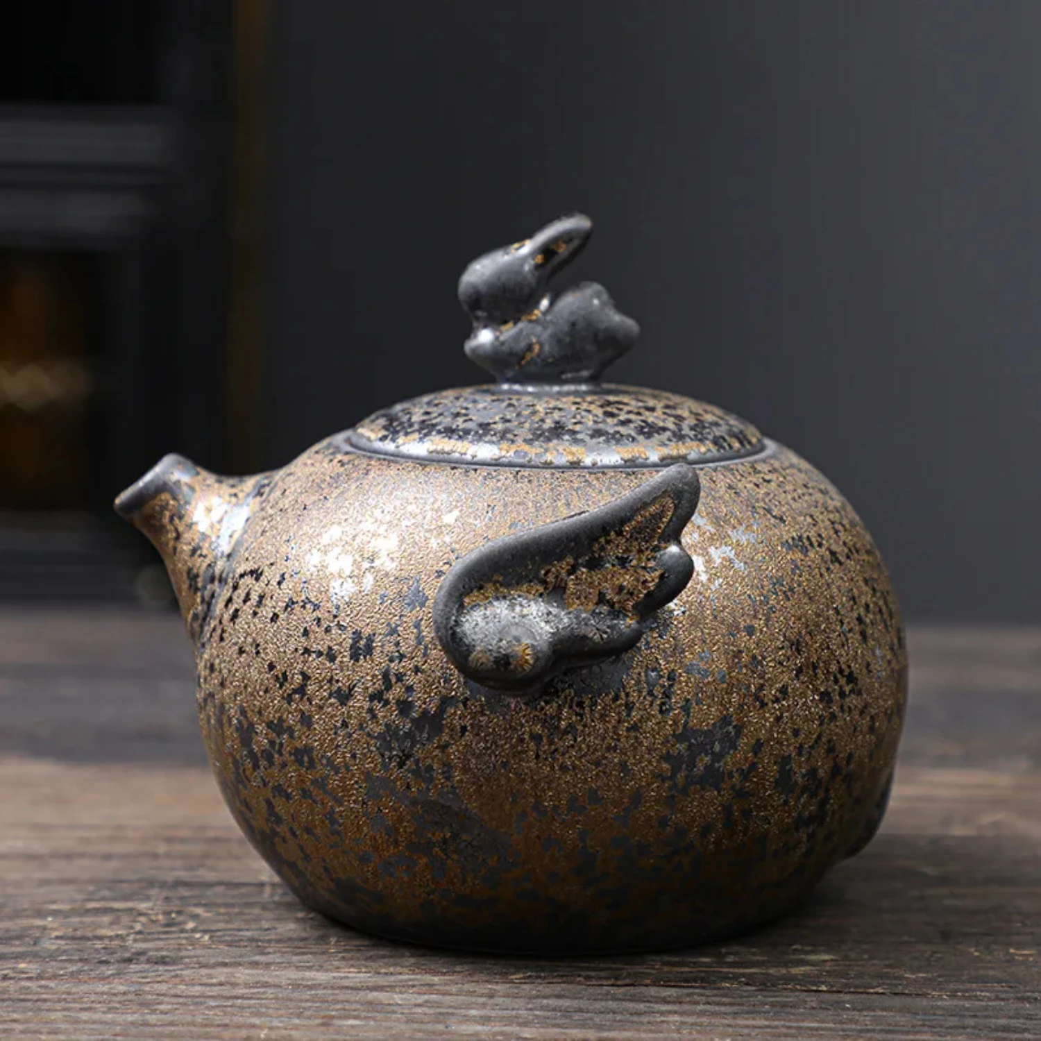 Rust Glazed Tea Pot Ceramic Kung Fu Tea Set Pot Vintage Rough Pottery ...