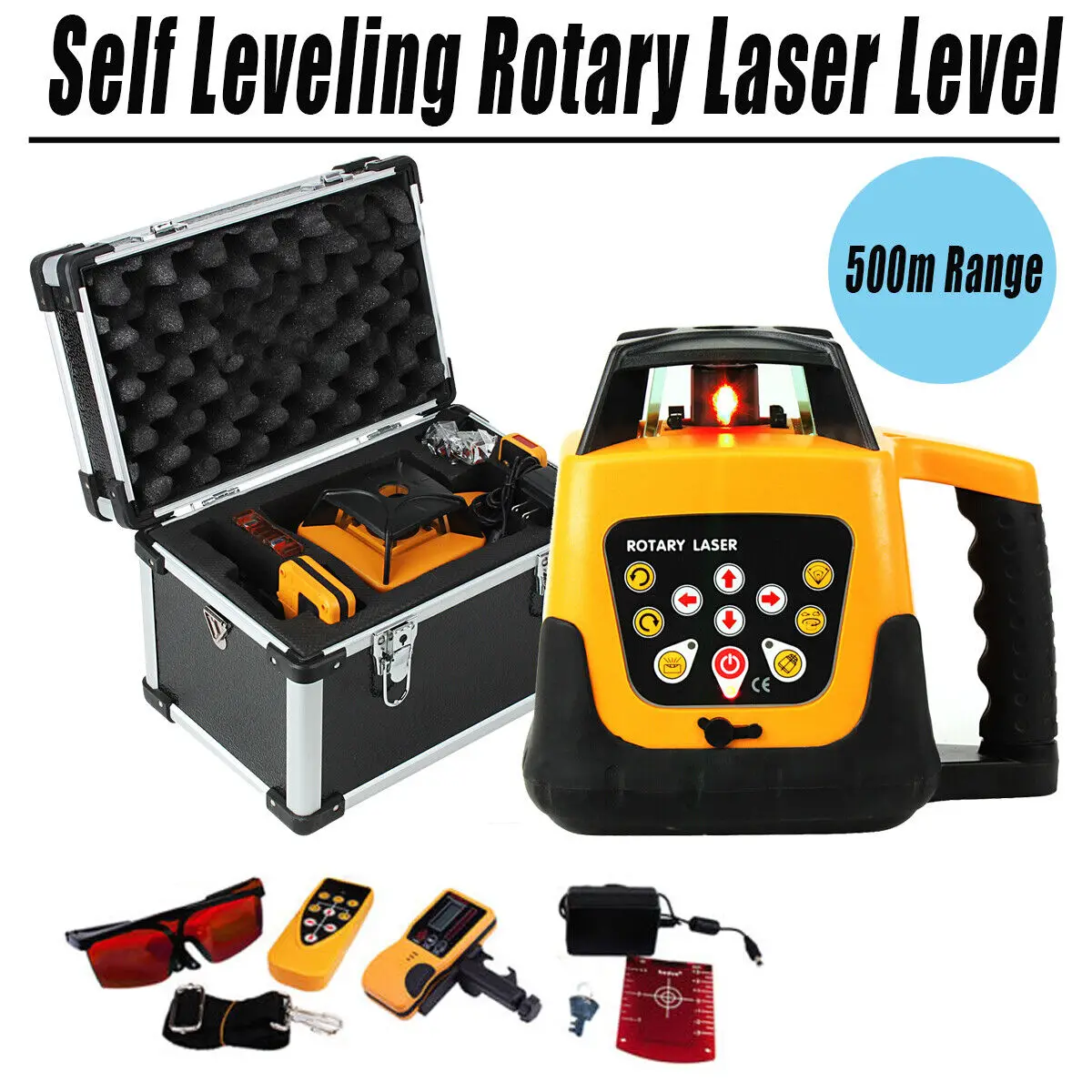 (ship From Eu) Automatic Red Beam Rotary Rotating Laser 500m Range Self ...