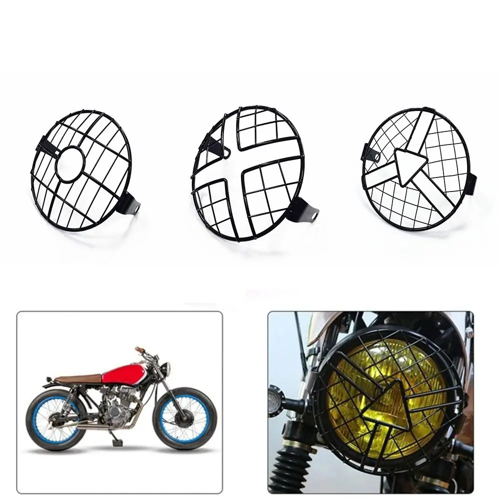 Metal-Motorcycle-Headlight-Guard-Black-Cafe-Racer-Decoration-Headlight ...