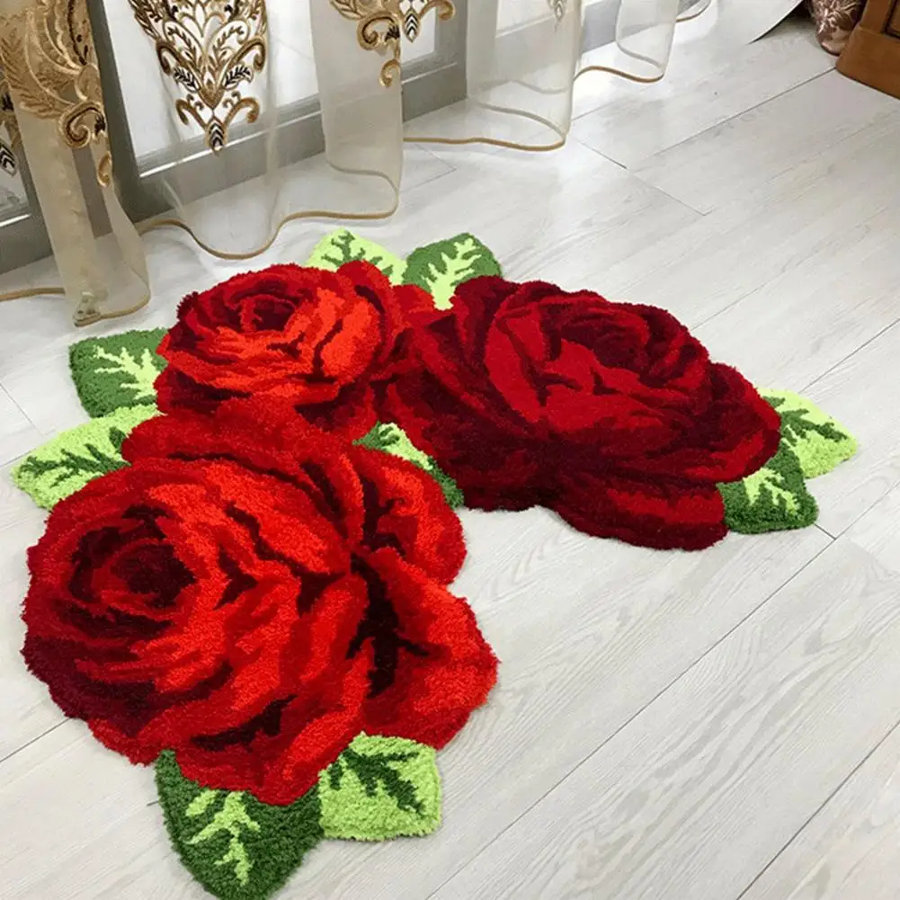 Floor-Carpet-Rose-Flower-Shape-Area-Rug-Water-Absorption-Non-slip ...