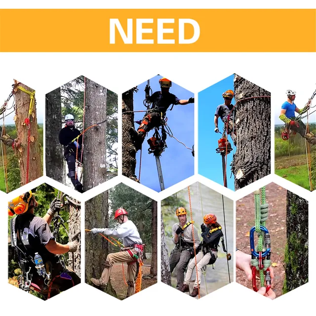 1/2"*8' Steel Wire Core Flip Line Kit Climbing Positioning Rope For ...