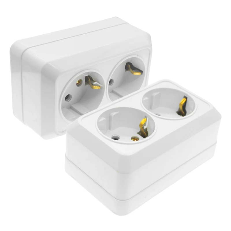 European-double-socket-with-grounding-surface-type-2-gang-Schuko-wall ...