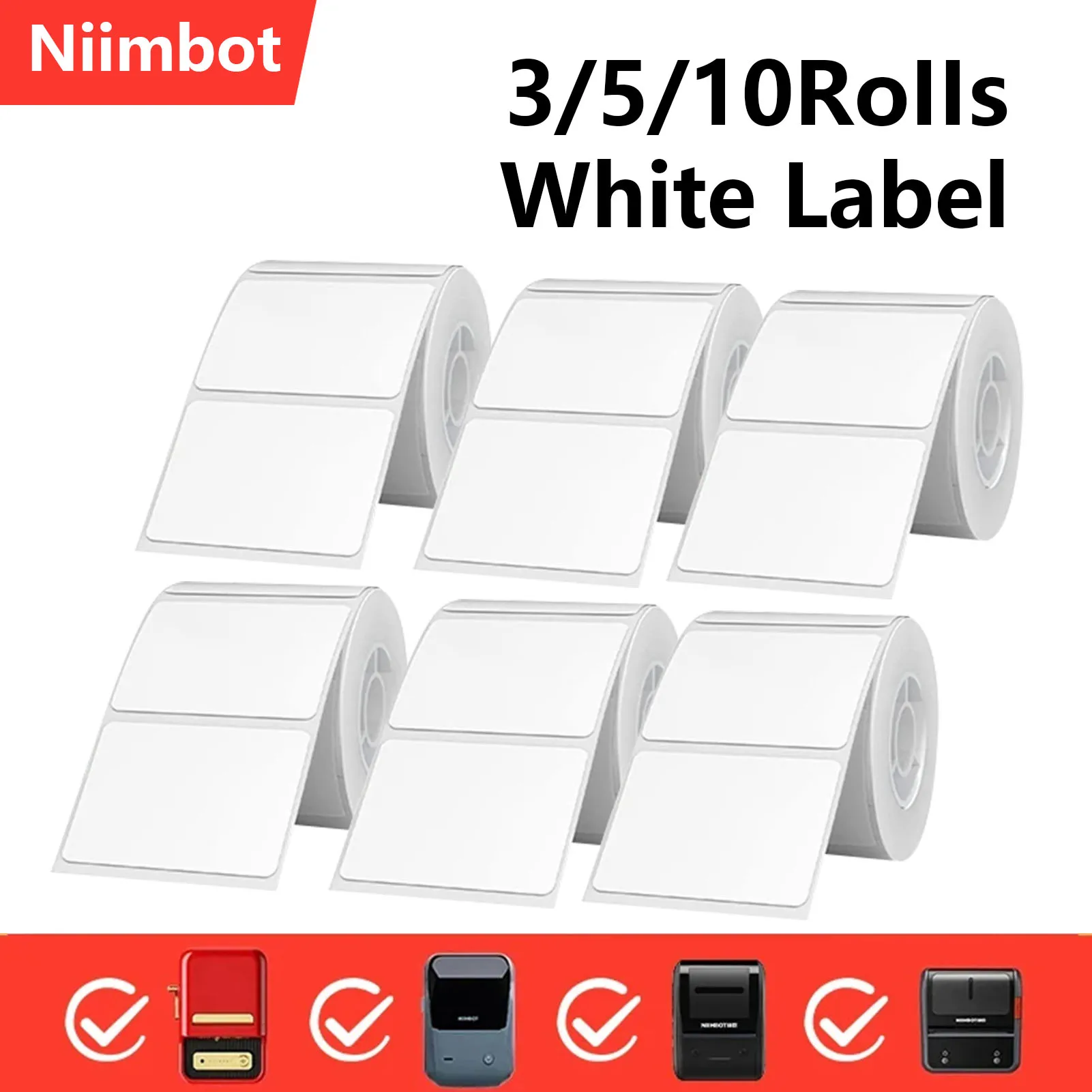 NiiMbot B1 B21 Mini Thermal Portable Label Printer 1/10Rolls Barcode ...