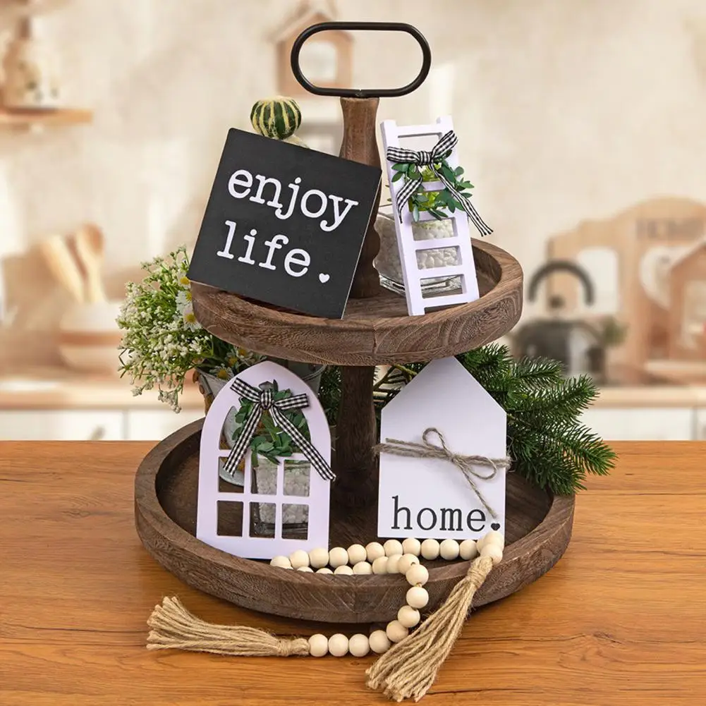1Set-Wooden-Tiered-Tray-Decor-Summer-Mini-Rustic-Home-Decorations ...
