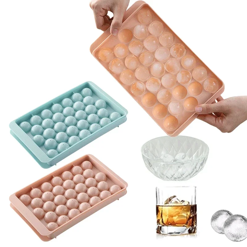 Round-Ice-Cube-Tray-with-Lid-Plastic-Diamond-Style-3D-Ice-Mold ...