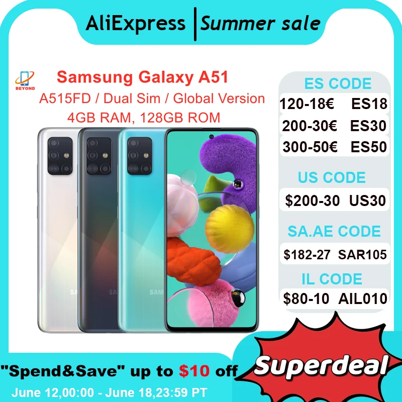Samsung Galaxy A51 A515FD Dual SIM Global Version 6.5" 4GB RAM 128GB ...