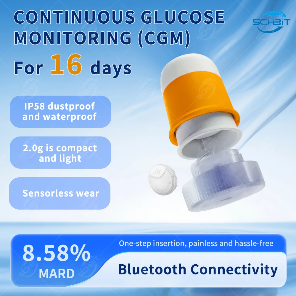 Yuwell Anytime 5P CGM 16 dias 24h Medidor de glicose no sangue em tempo ...