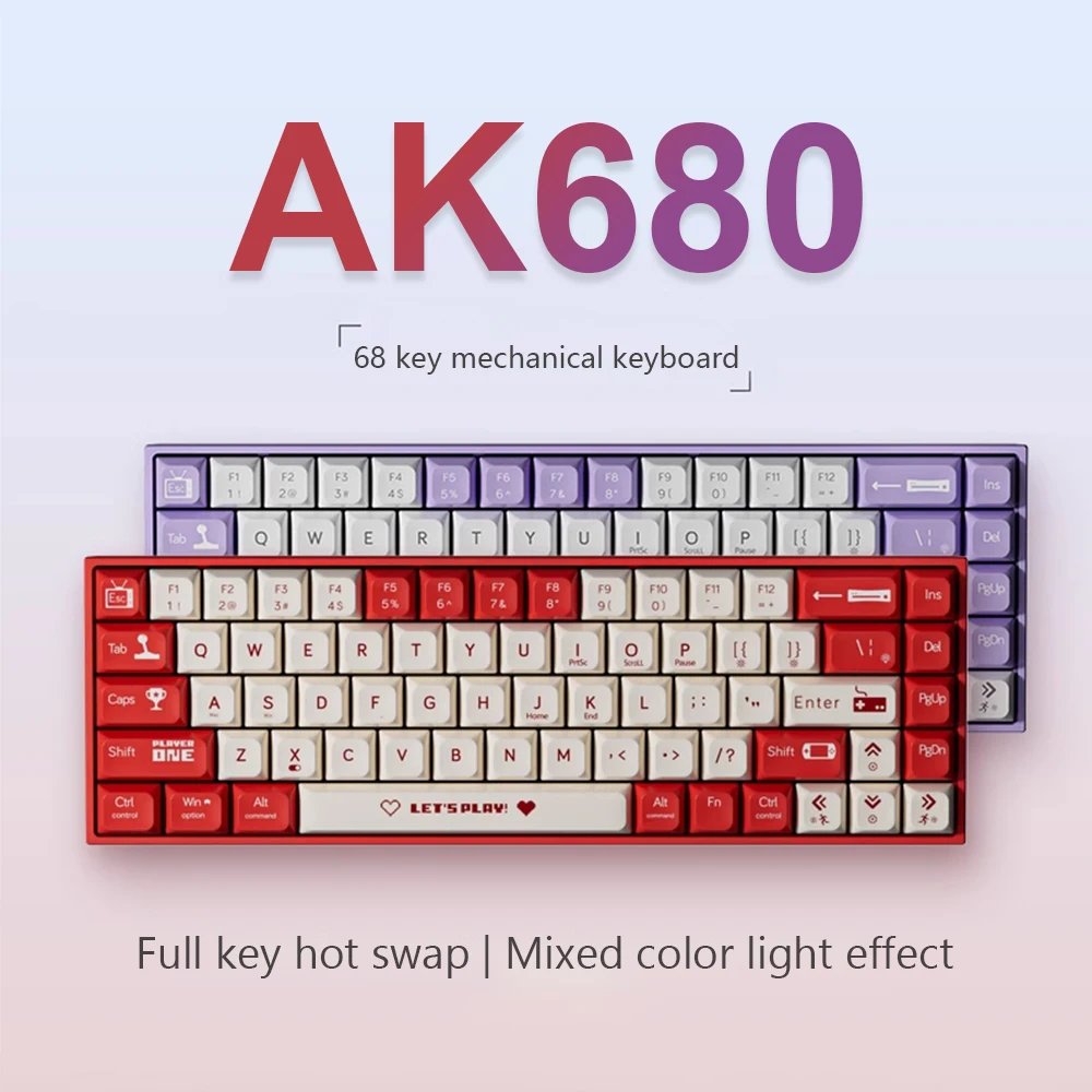 AK680-Mechanical-Keyboard-68-Keys-Gaming-Office-Keybaord-Red-axis-Hot ...