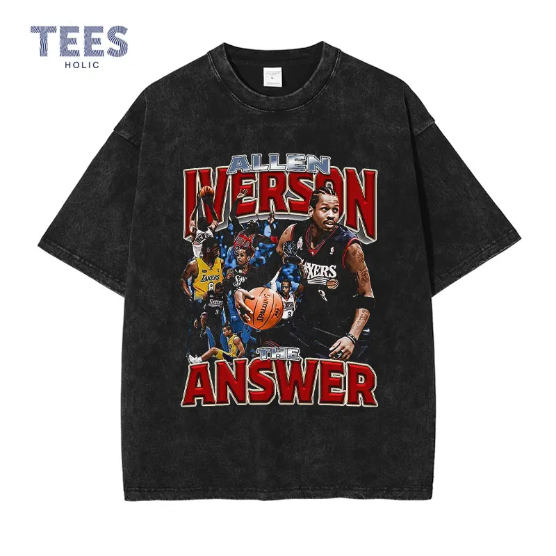 Basketball-Player-T-Shirt-Hip-Hop-Streetwear-Vintage-Washed-Allen ...