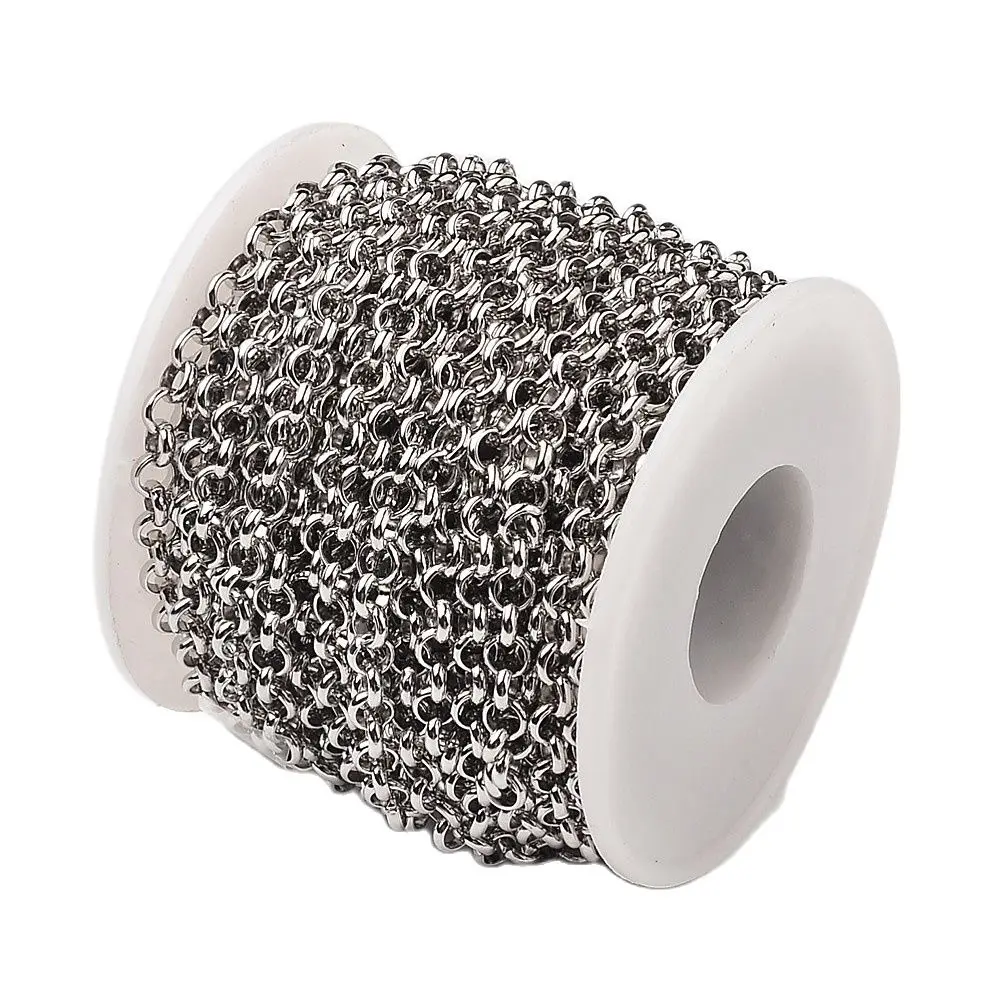 10m-304-Stainless-Steel-Rolo-Chains-For-Jewerly-Making-Unwelded-Belcher ...