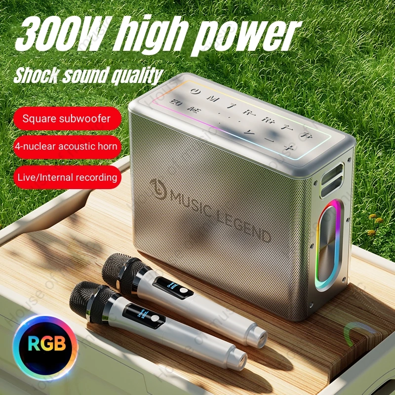 300W-Peak-High-Power-Dual-Microphone-Wireless-Karaoke-Speaker-Stereo ...