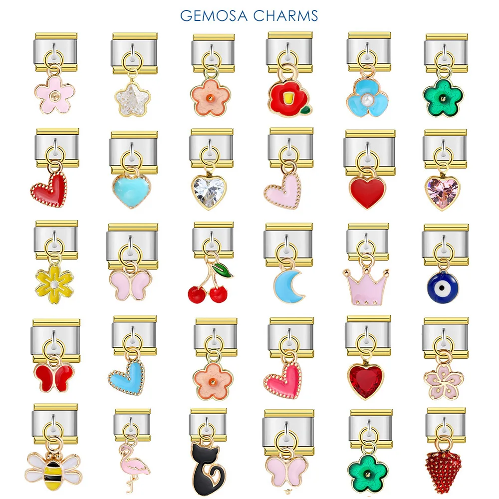 Trendy-Y2k-Italian-Charm-Bracelet-Pendant-Series-Flower-Heart-Bird-Key ...