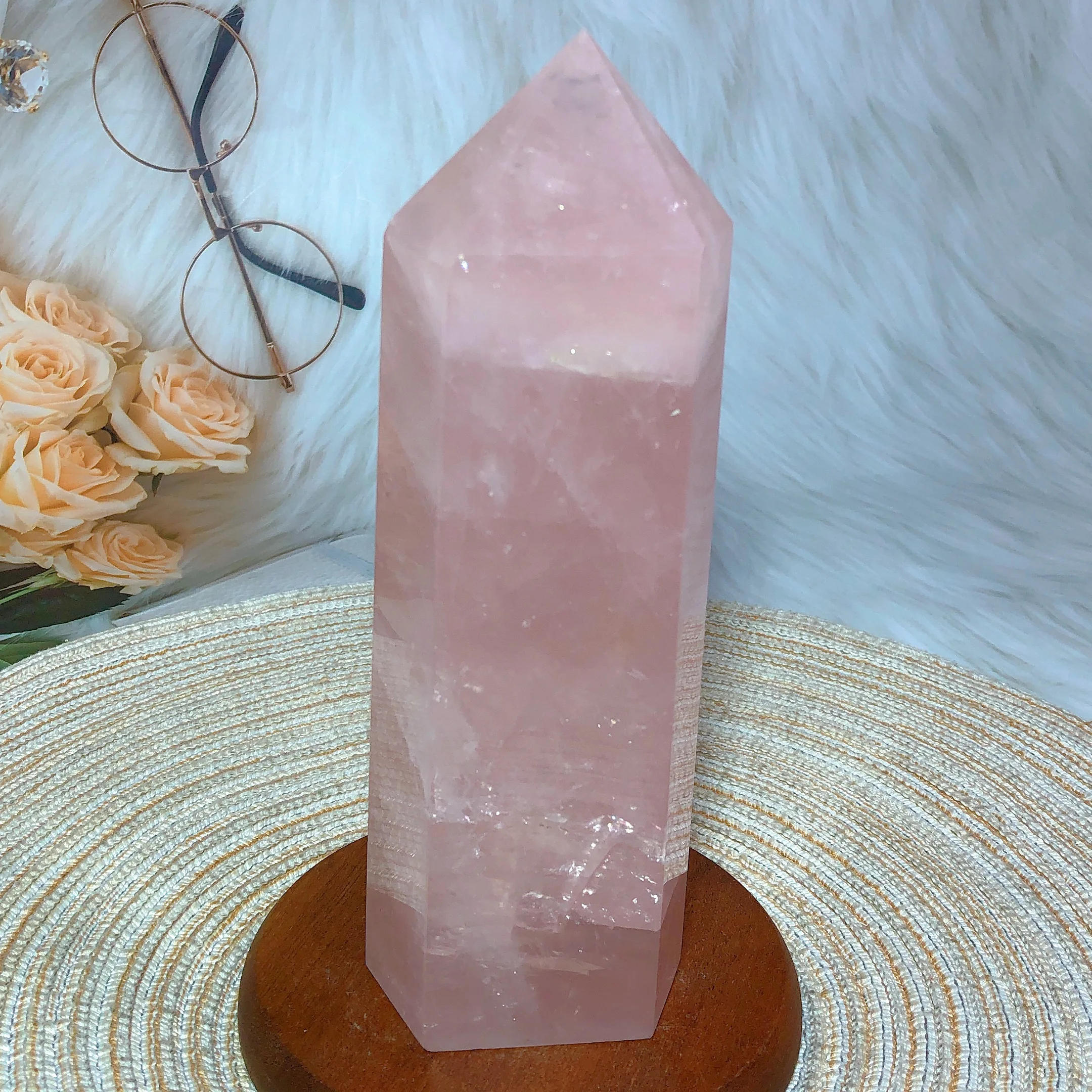 Natural-Crystal-Rose-Quartz-Big-Tower-Healing-Energy-Reiki-Ore-Mineral ...
