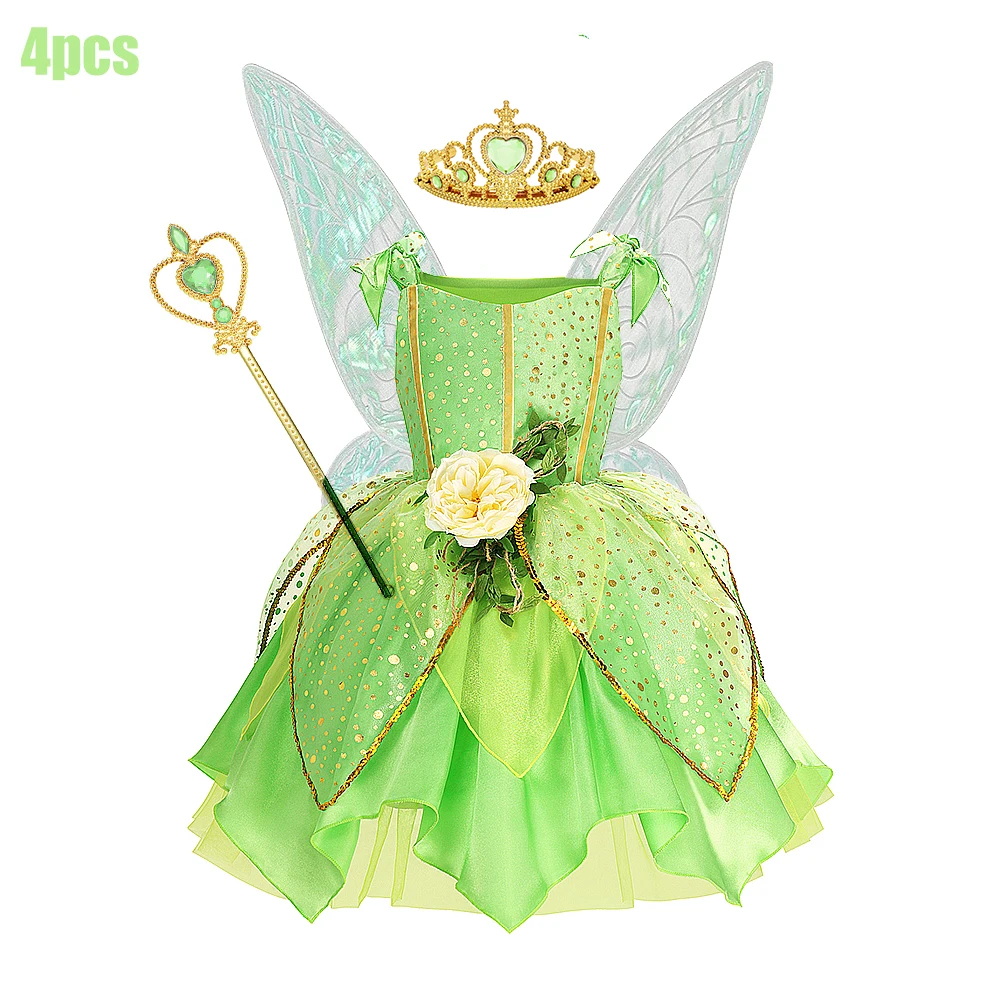 Disfraz de Tiana de Disney para niña, traje de princesa, elfo, baile de cumpleaños, alas, 2024 ...