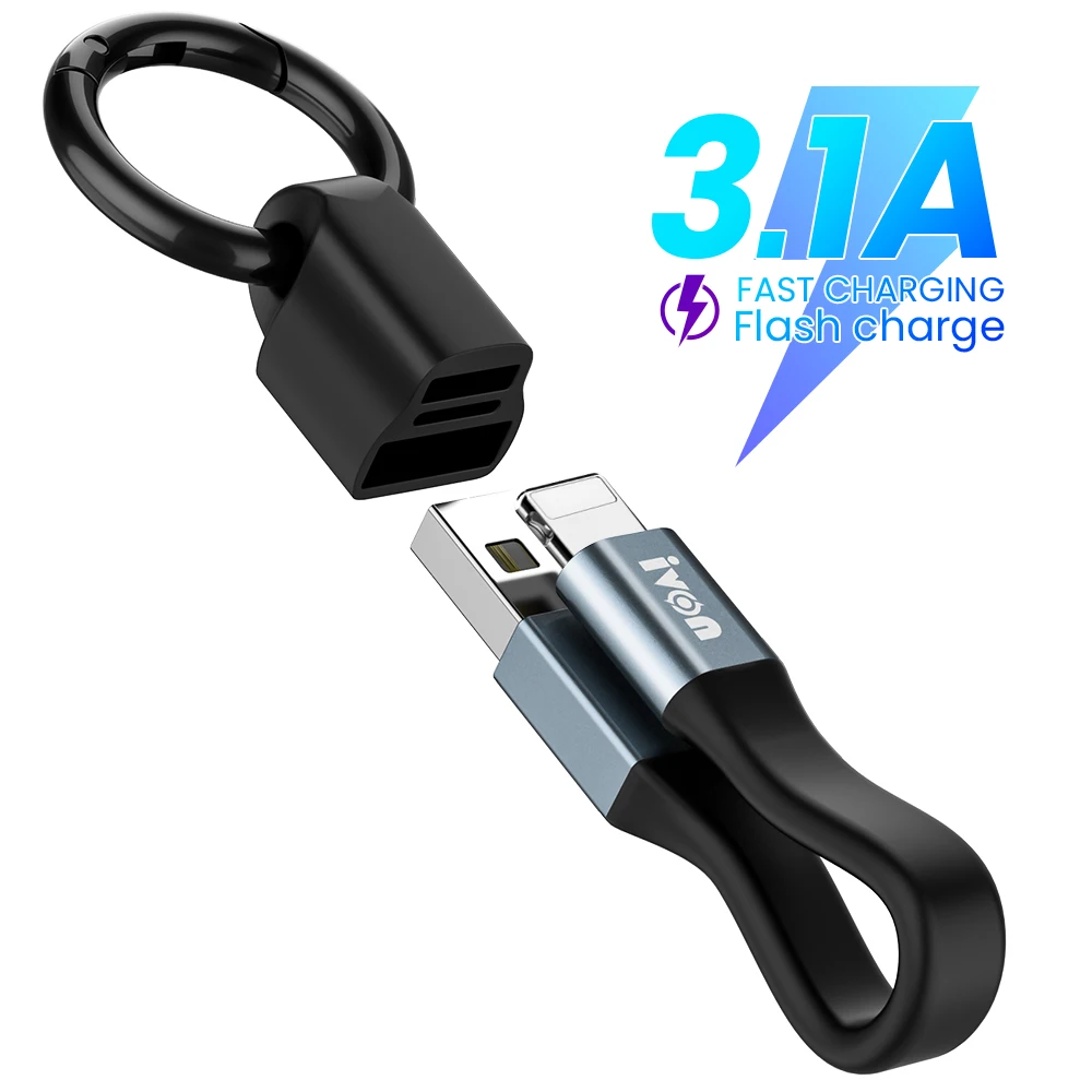 Mini Keychain Portable USB Data Cable for iPhone 3A Fast Charging Type ...