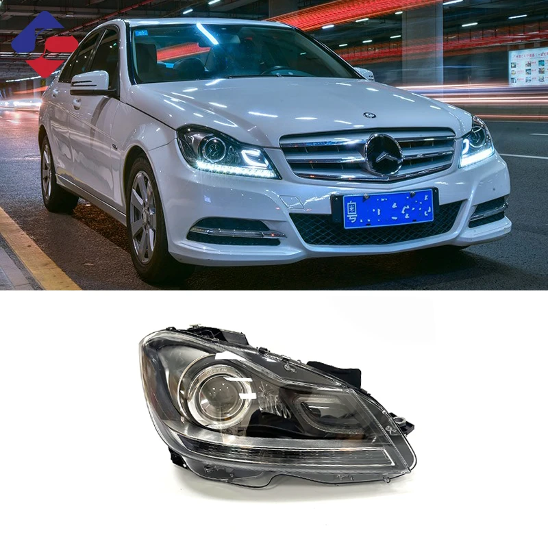 W204 mercedes faróis originais para benz c200 c180 c300 c260 hid xenon farol 2010 2013 ...