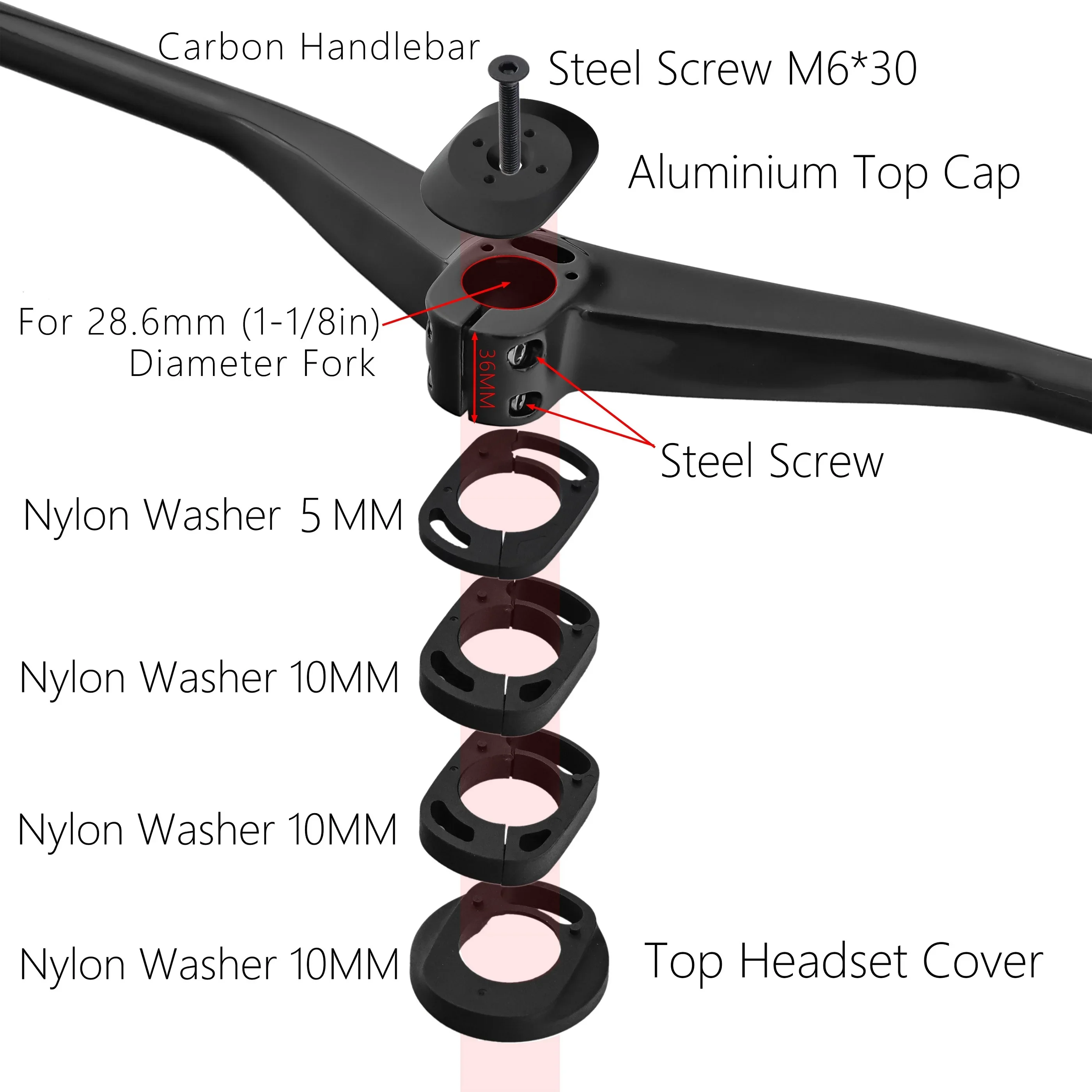 KOCEVLO MTB CARBON Internal Cable Integrated Handlebar For MTB XC ...