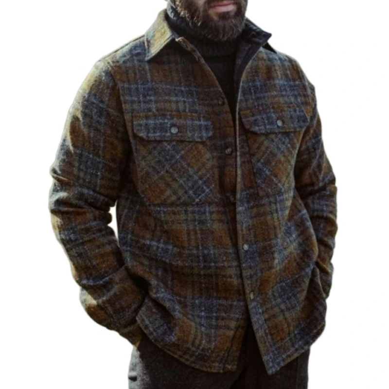Fashion-Jacket-Men-Autumn-Winter-Slim-Plaid-Coat-Men-Clothing-Turn-down ...