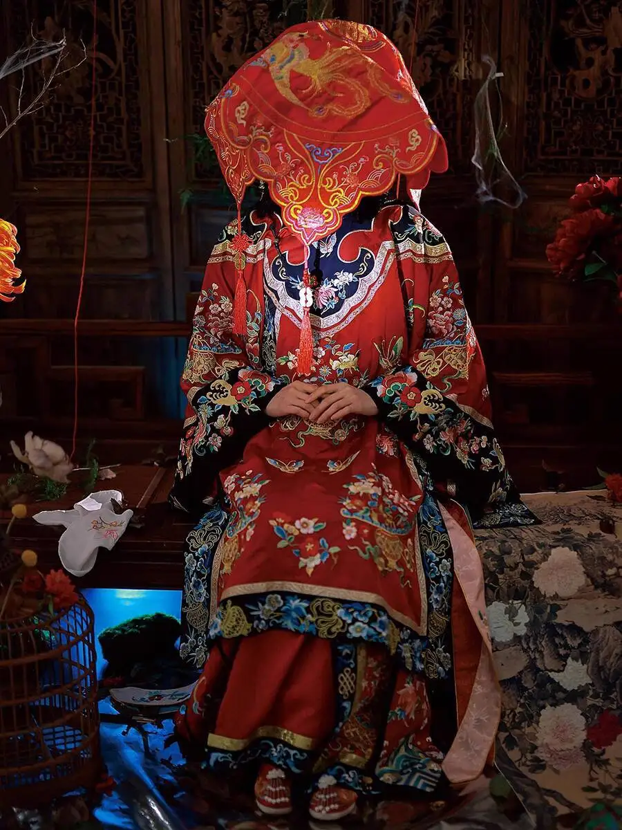 Halloween Chinese Style Horror Ghost Bride Cosplay Red Wedding Dress ...