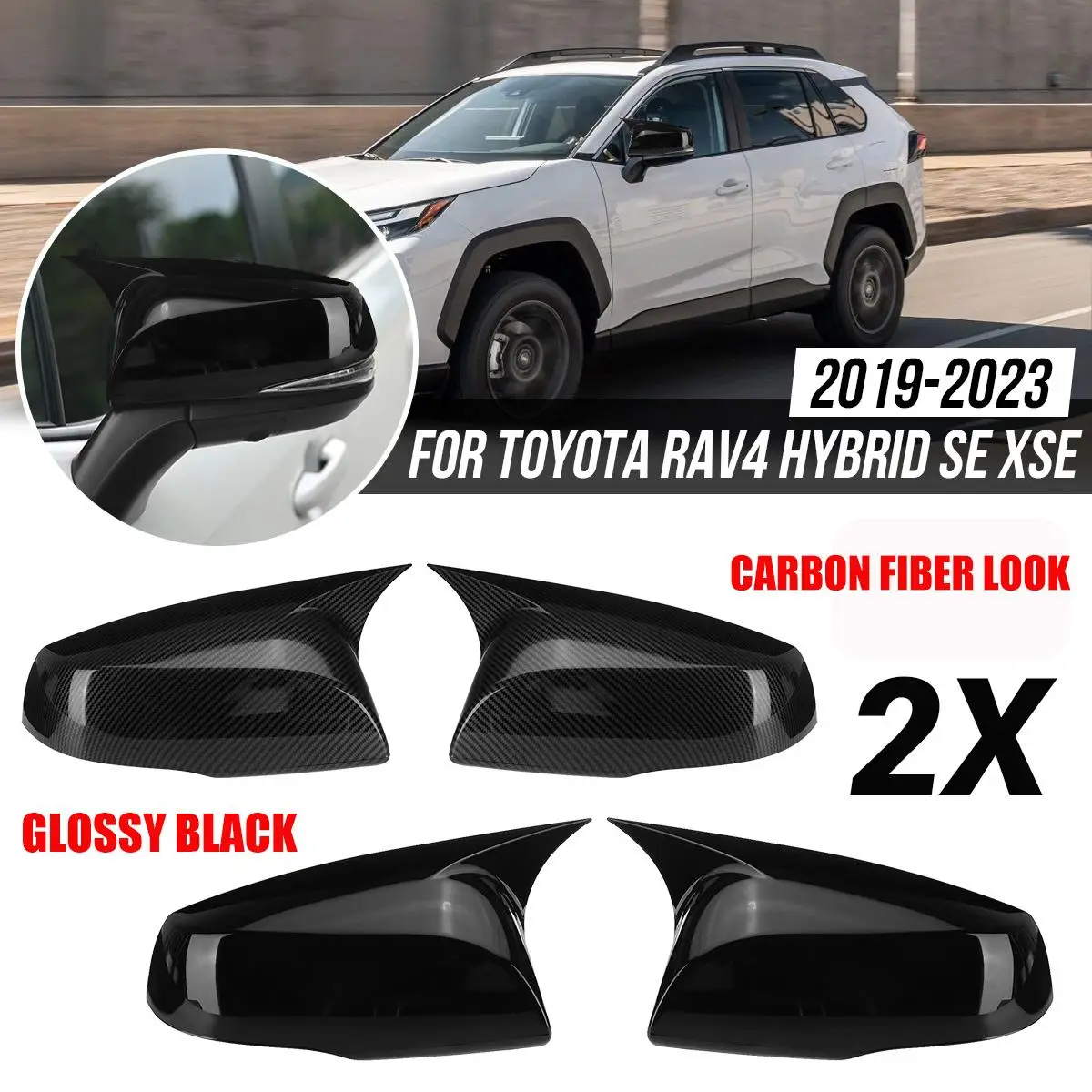 2X-Car-Side-Wing-Rearview-Mirror-Cover-Cap-Sticker-For-Toyota-RAV4-XLE ...