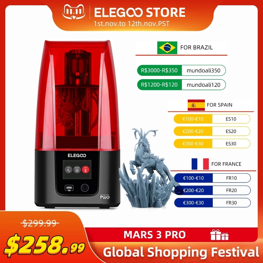 ELEGOO MARS 3 PRO Resin 3D Printer With 6.66" 4K Monochrome LCD UV ...