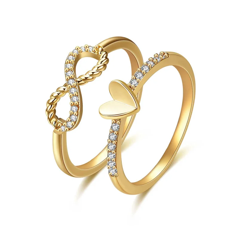 2 anillos de corazón infinito irregulares con personalidad para mujer ...