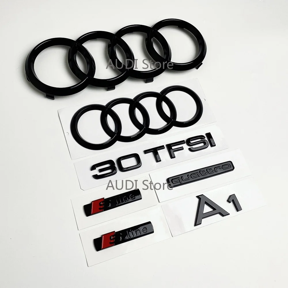All AUDI A1 4-Ring logo ABS Black Car Hood Front Bonnet Grill Rear ...