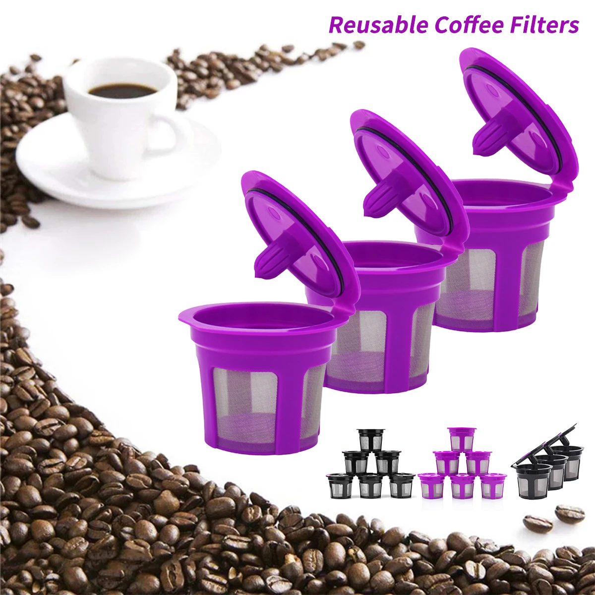New-3-6PCS-Single-Serve-Coffee-Filters-Reusable-K-Cups-with-304 ...