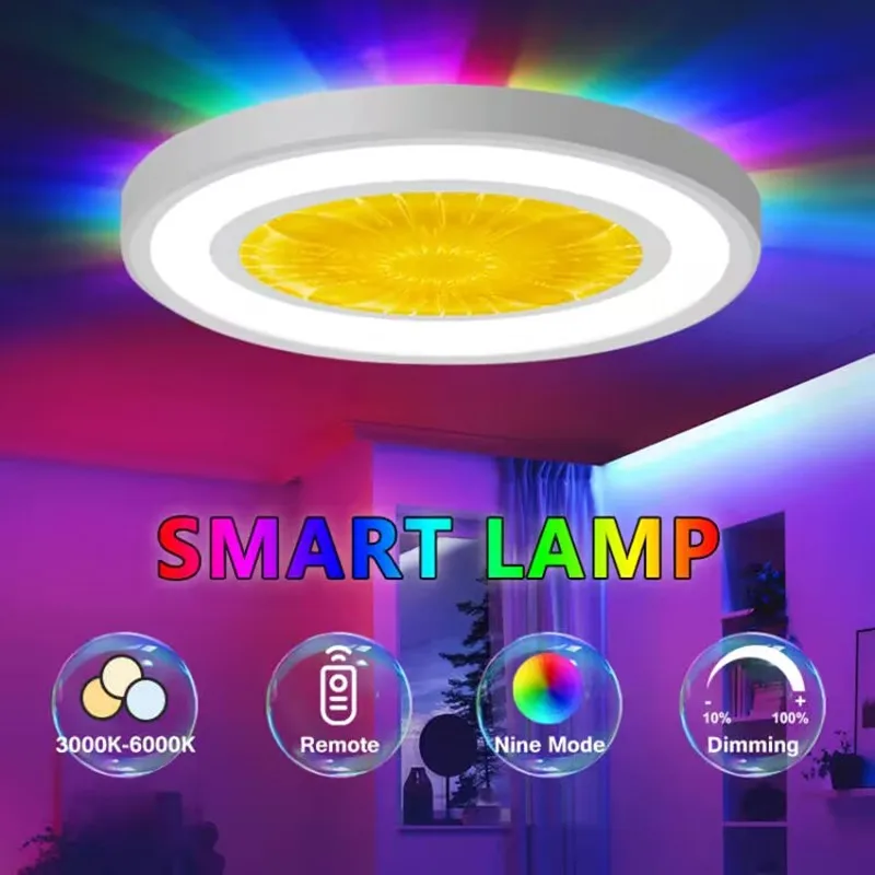 Ultra-Thin-Smart-Ceiling-Lamp-RGB-Revolving-Light-APP-Remote-Control ...