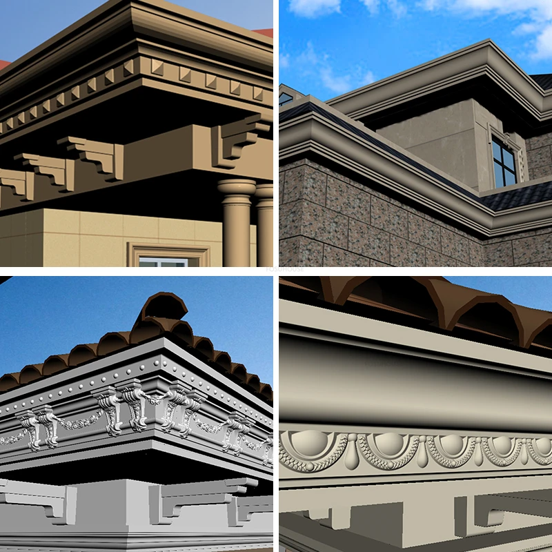 European-Villa-Eaves-Line-Molds-Balcony-Waistline-Home-Exterior-Wall ...
