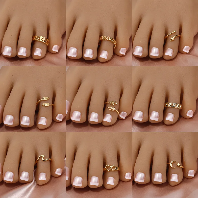 Summer-Beach-Foot-Jewelry-Toe-Ring-Plating-18K-Goldplated-Open-End ...