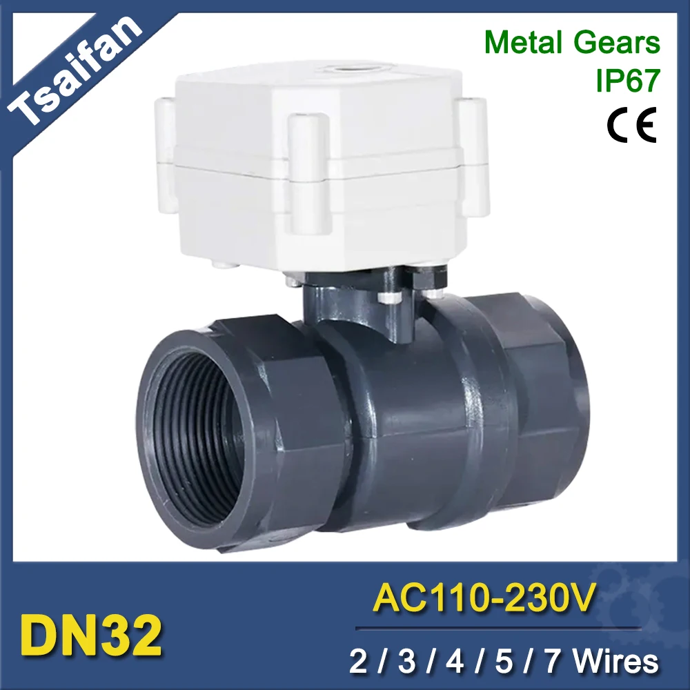 DN32 PVC Electric Valve , 11/4“ Actuated Valve CPVC, AC110-230V Power ...