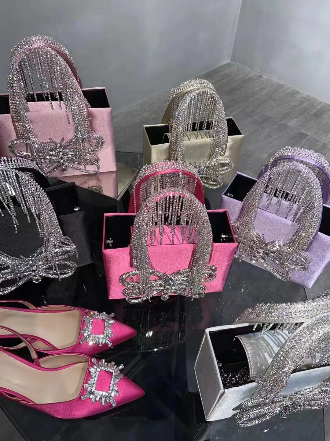 Luxury-Designer-Satin-Women-s-Handbag-Bling-Tassel-Shiny-Rhinestone ...