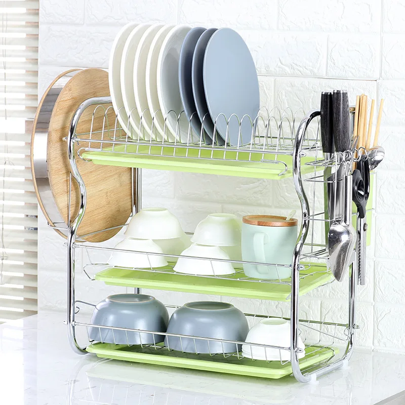 2-3-Tiers-Dish-Drainer-Racks-Stainless-Kitchen-Dish-Storage-Shelf ...