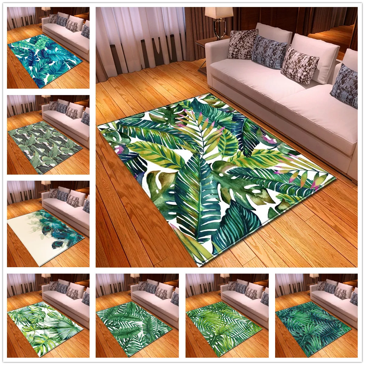 Home Decor Tropical Rainforest Jungle Rug Palm Leaf Rug Living Room ...