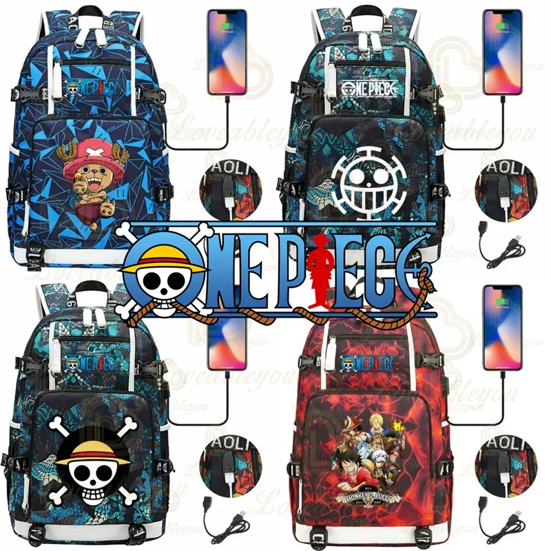 One-Piece-Thousand-Sunny-Backpack-With-USB-ACE-Luffy-Zoro-Colorful-Boys ...