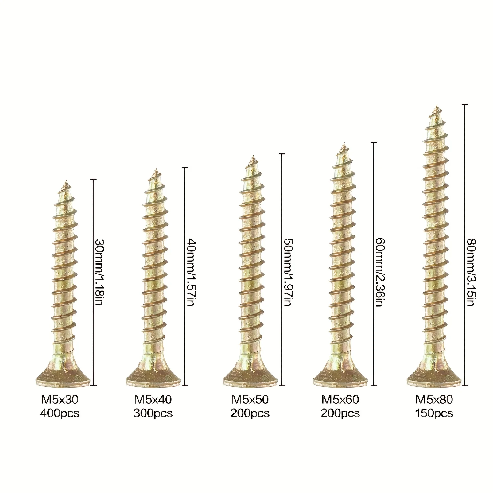 150-400 pieces to choose from, M5X40mm-M5X80mm model wood screws, 5 ...